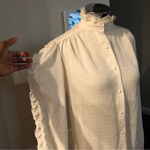 Vintage | Tops | Vintage Alexandria Sheer Pinstriped Ruffle Neck And ...